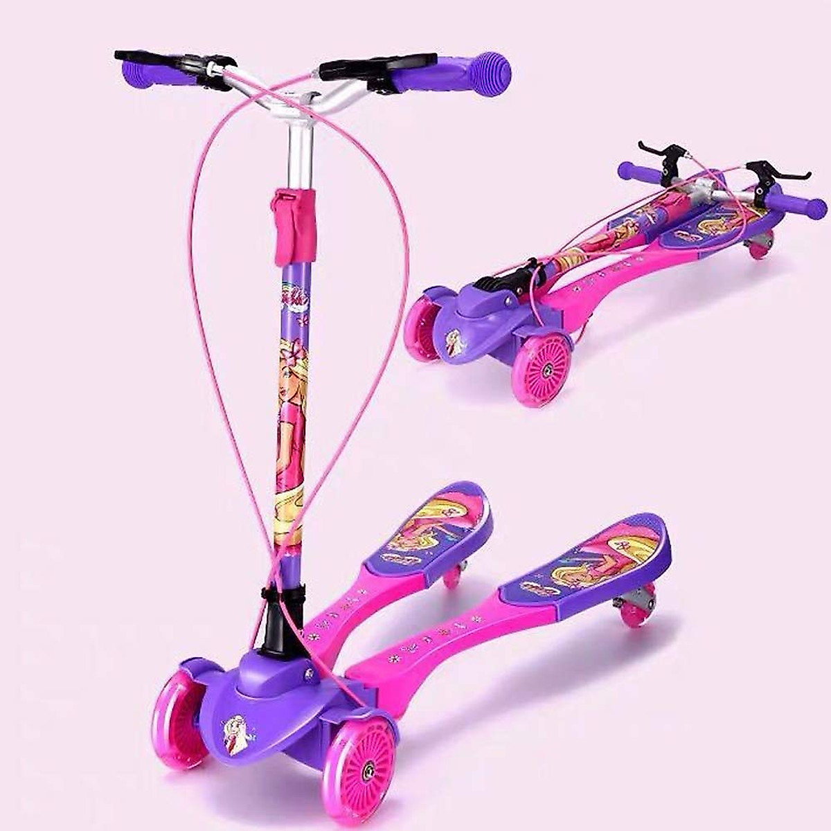 ygqtbc Swing Scooter Foldable Wiggle Kick Scooters Self Propelling Speeder Outdoor Sports with Height Adjustable Handlebar for Boys/Girl/Kids (Color : Purple)