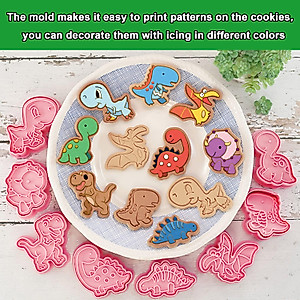 Leesgel Dinosaur Cookie Cutters for Kids Party Decorations, Dinosaur Birthday Party Supplies Favors Decor, Plastic Dino Cookie Cutter Mold for Biscuit Fondant Cake Baking