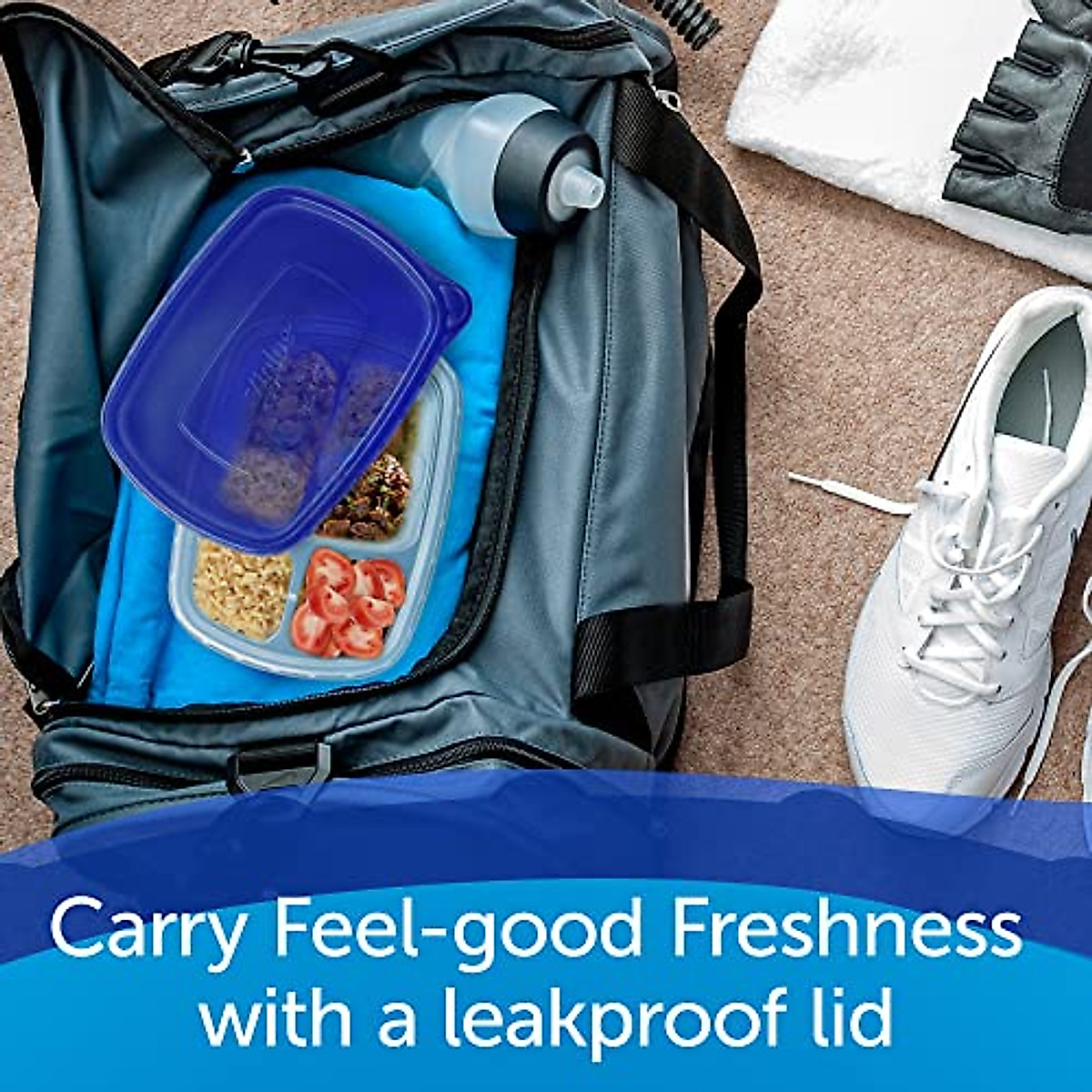 Ziploc Food Storage Meal Prep Containers Reusable for Kitchen Organization, Smart Snap Technology, Dishwasher Safe, Divided Rectangle, 2 Count