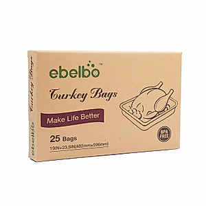 Ebelbo Oven Turkey Cooking Bags, Roasting Bags For Food, Multi-Purpose Kitchen And Garden Preserving Bag - Large Size 19x23.5 Inch, 25 Pack