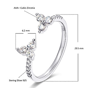 Womens Sterling Silver Rings Open Cluster Ring 18K White Gold Plated