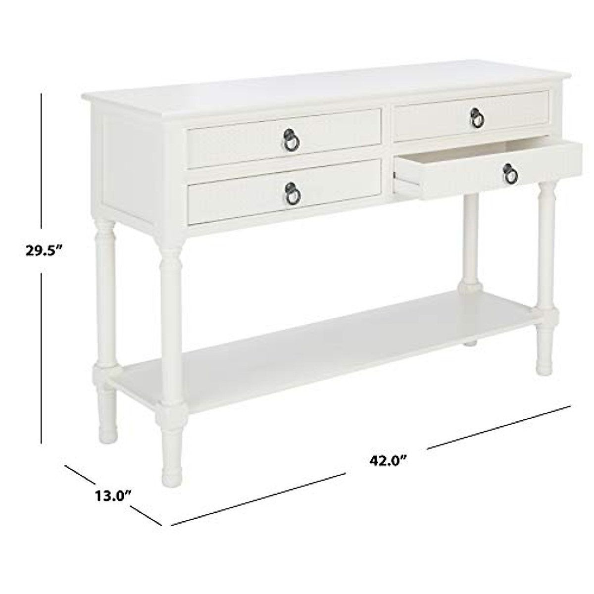 Safavieh Home Collection Haines White 4-Drawer Bottom Shelf Console Table