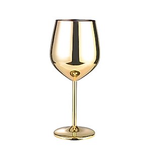 500ml Stainless Steel Wine Glass,Wine Tumbler,Stainless Steel Stem Wine Glass,Unbreakable Wine Glass Goblet,Metal Wine Glass,for Outdoor Events,Picnics,Camping(Gold Plated)