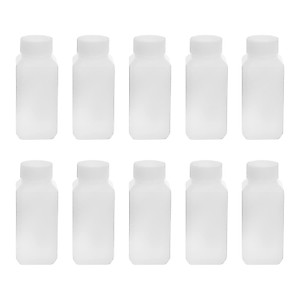 Bettomshin 10Pcs 100ml PE Plastic(Food Grade) Bottles, 19.5mmx95mm(IDxH) Lab Bottle Wide Mouth Sample Sealing Storage Container Screwcap White Translucent Square