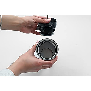 French Press Mug for Travel, Stainless Steel Travel Coffee and Tea Press, Hot or Cold Brew, Ideal Personal Mug for Travel, Car, Office, Camping, 15oz