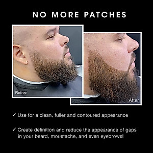 Pacinos Beard Pencil Filler - Water Proof, Long Lasting Coverage & Natural Finish - Beard, Moustache & Eyebrows - Micro-Fork Tip for Seamless Application - Bristle Brush Included(Light Brown)