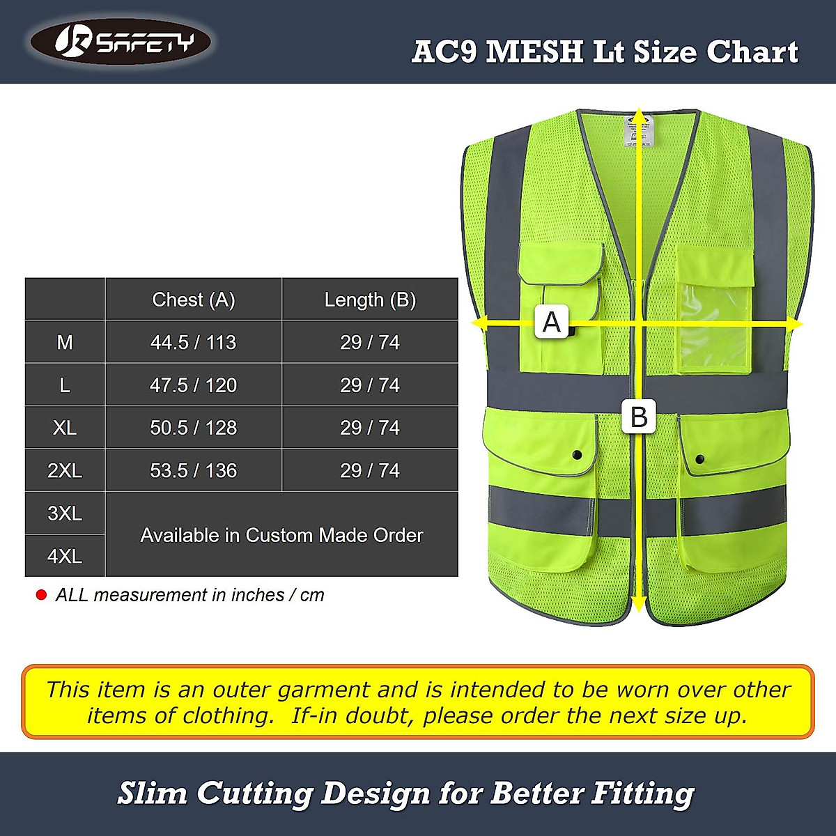 JKSafety 9 Pockets Class 2 High Visibility Zipper Front FAA Drone Pilot Safety Vest With Reflective Strips,HQ Breathable Mesh,Meets ANSI/ISEA Standards(210-Drone-Yellow XL)