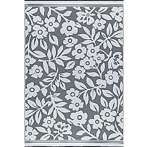 Kaliyah Gray Reversible Plastic Straw Large Outdoor Rug 8x10 for Patios Garden Picnic Camping Mats Waterproof and Washable