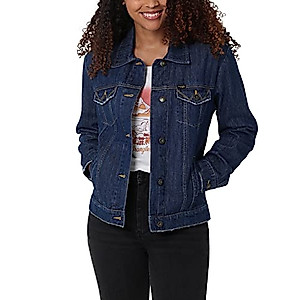 Wrangler Women's Relaxed Fit Memory Maker Jean Jacket, Crimson, Medium