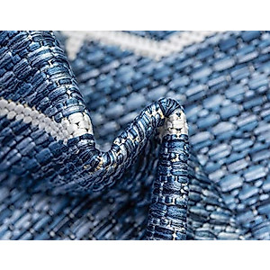 Unique Loom Outdoor Trellis Collection Area Rug - Links Trellis (9' x 12' Rectangle, Blue/ Ivory)