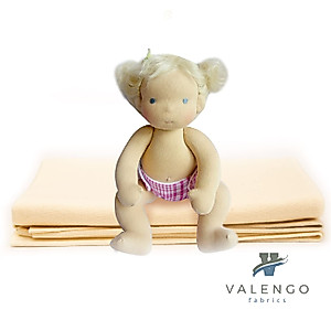 VALENGO Premium Skin Tone Fabric for Doll Making, 100% Cotton Interlock Fabric, Waldorf Doll Skin Fabric, Cloth Doll Skin Color Fabric - 1 Yard (Fair)
