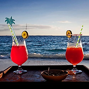 Biodegradable Paper Straws, 300 Pieces Pack,Light Green Stripe Disposable Drinking Straws,Eco Friendly Christmas Party Supplies, Birthday, Wedding,christmas straws