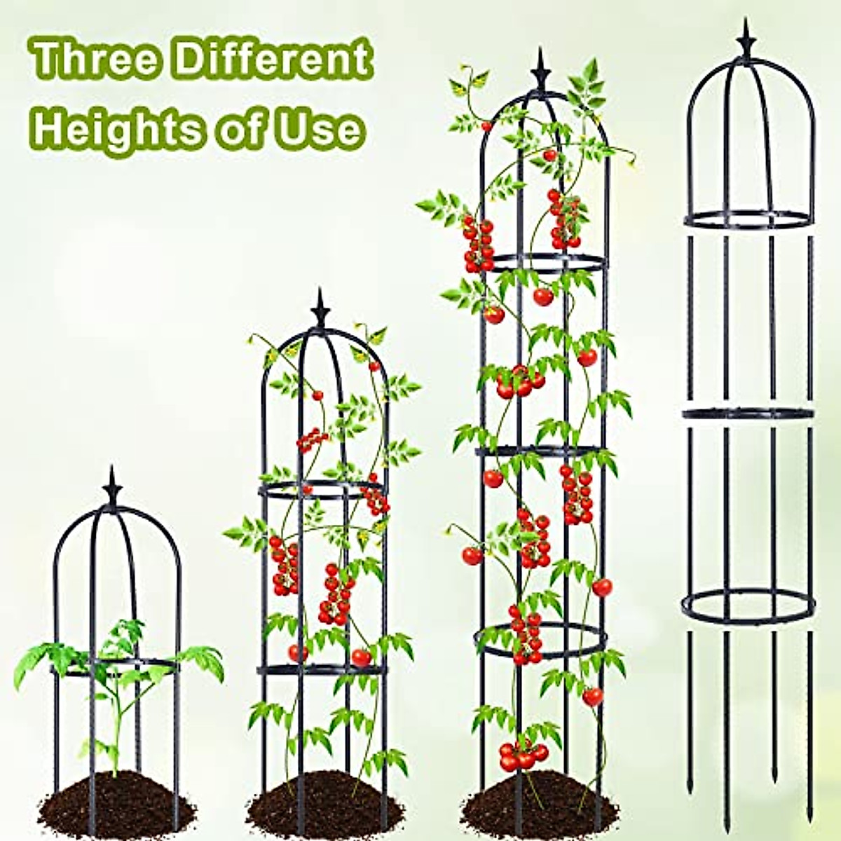 Trellis for Climbing Plants Outdoor, deaunbr Garden Plant Support Tall Tower Obelisk Vine Cages Plastic Coated Rustproof Metal Pipe Supports for Outdoor Indoor, Potted Plants, Tomato, Rose - 1 Pack