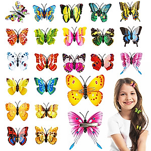 VGOODALL 25Pcs Butterfly Hair Clips and 25Pcs Butterfly Pins, Colorful 4D Plastic Hair Accessories for Girls DIY Crafts Home Decor