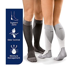 JOBST Sport Compression Socks 15-20 mmHg, Knee High, Closed Toe, Royal Blue/Gray, X-Large