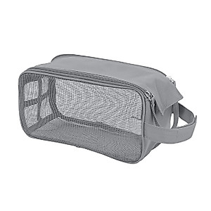 Simplify Hanging Mesh Toiletry Bag | Travel Organizer | Perfect for Dorm | Gym | Back to School | Shampoo | Shower Accessories | Grey
