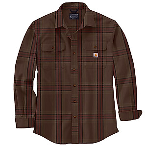 Carhartt Men's 105947 Loose Fit Heavyweight Flannel Long-Sleeve Plaid Shirt - Large - Chestnut