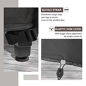 ULTCOVER 600D Tough Canvas Heavy Duty Rectangular Patio Table and Chair Cover - Waterproof Outdoor General Purpose Furniture Covers 111 x 74 inch, Black