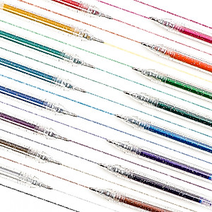Grabie Glitter Gel Ink Pens, Vibrant Glitter Gel Pens Set, Spark Your Creativity with Every Color of the Rainbow (18 Colors Capped Glitter Gel Pens)