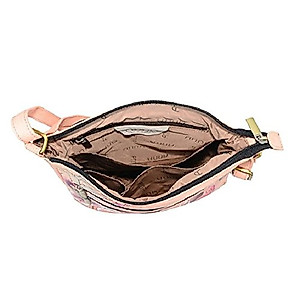 Anna by Anuschka Women's Genuine Leather Medium Triple Pocket Cross Body | Hand Painted Original Artwork | Vintage Garden