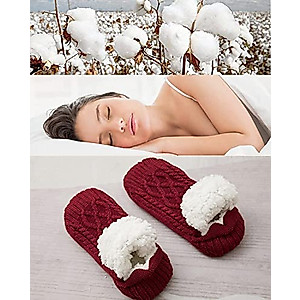 TTXS Indoor Floor Non-Slip Thermal Socks,Woven and Velvet Indoor Socks Slippers,Women Winter Non-Slip House Slipper Socks Thermal Socks Winter (Black,9.5-10.5)