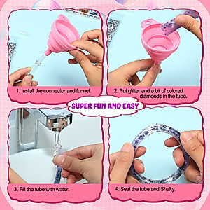 Nuogo 22 Pcs Make Your Own Glitter Water Bracelets Back to School Craft Kit for Girls 6+ Years Old Glitter Bracelet Fun Craft Kit for Girls Make Jewelry Kit School Classroom Birthday Party Gifts