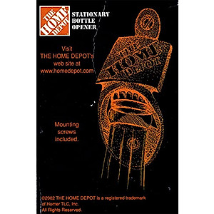 Home Depot Wall Mount Bottle Opener, 3 1/8" x 2 5/8" x 1 1/4", Silver