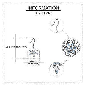 ONEFINITY Snowflake Earrings Sterling Silver Snowflake Dangle Drop Earrings for Women Christmas Jewelry Gifts