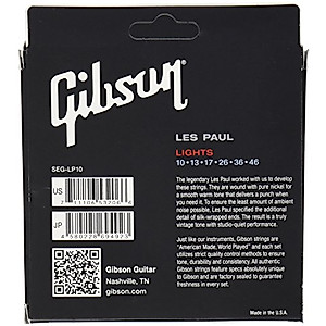 Gibson Les Paul Premium Electric Guitar Strings, Light Gauge 10-46