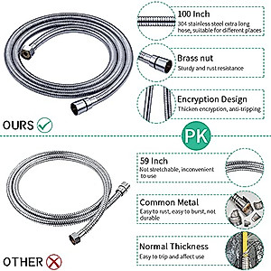VSincerity Dog Shower Head Sprayer Pet High Pressure 3 Mode Handheld with ONOFF Switch Metal Diverter 100Inch ExtraLong Stainless steel Hose No Drill Hook Chrome 2 Piece Set