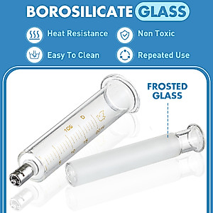 TrelaCo 4 Pack 20ml Reusable Glass Syringe with No Needle, Measurement and Dispensing Syringe Tools for Liquid Measuring, Feeding Pets, Oil or Glue Applicator