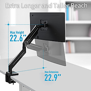 MOUNTUP Heavy Duty Monitor Arm for 13''-42'' Ultrawide Screen up to 33 lbs, Computer Monitor Stand for Desk, Full Motion Gas Spring Monitor Desk Mount, VESA Monitor Mount with C-Clamp & Grommet Base