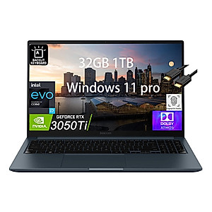 2022 Samsung Galaxy Book Odyssey 15.6" FHD (Intel Core i7-11600H, 32GB RAM, 1TB SSD, RTX 3050 Ti) Mobile Workstaion Business Laptop, Backlit KB, Fingerprint, Type-C, Webcam, IST HDMI, Win 11 pro