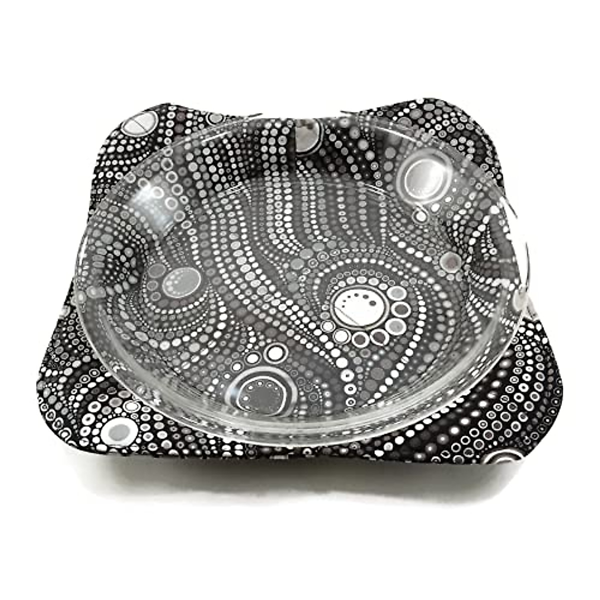 Black and White Microwave Plate Holder - Modern Cotton Fabric Dinner Plate Cozy