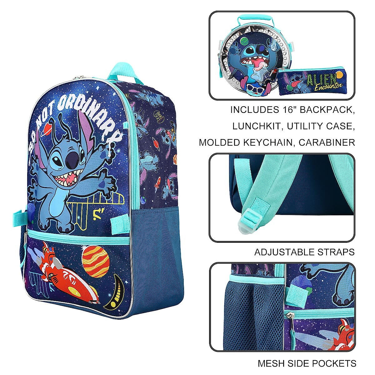 Disney Lilo & Stitch So Not Ordinary 5-Piece Backpack Set for school