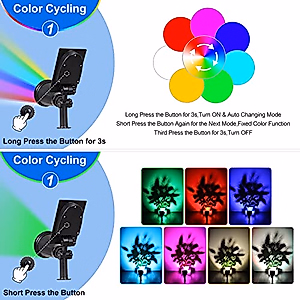 T-SUN Solar Spotlights, Color Changing 7 LED Waterproof Solar Garden Lights, Auto ON/OFF Adjustable Landscape Spot Lights, 2-IN-1 Solar Wall lights for Patio, Yard, Garden, Driveway, Pool Area(2 Pack)