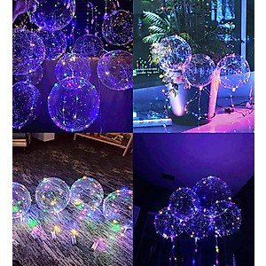 LED Balloons 10 Pack, Light Up Balloons 20 Inches Clear Helium Bobo Balloons, Glow Bubble Balloons with String Lights for Valentines Day Halloween Christmas Wedding Birthday Party Decoration