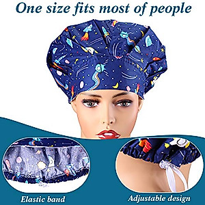 Geyoga 5 Pieces Adjustable Buttons Caps Printed Tie Back Hats with Sweatband Hat for Women Men, 5 Styles (Fantasy Theme Pattern)