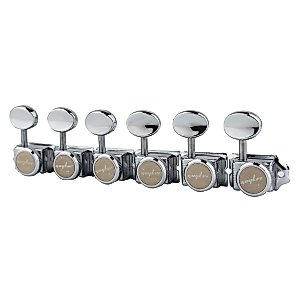 Guyker 6 Inline Vintage Guitar Lock String Tuners – Locking Tuning Key Pegs Machine Heads Replacement for ST TL Style Electric, Folk or Acoustic Guitars – Chrome