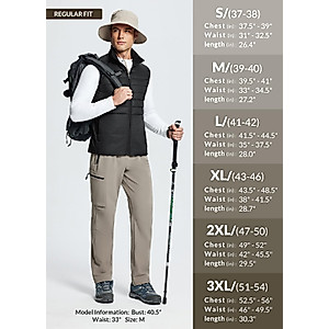 BALEAF Men's Lightweight Puffer Vest, Winter Quilted Hiking Sleeveless Vest, Water Resistant Warm Fleece Outerwear for Travel Golf Running Cycling Black XL