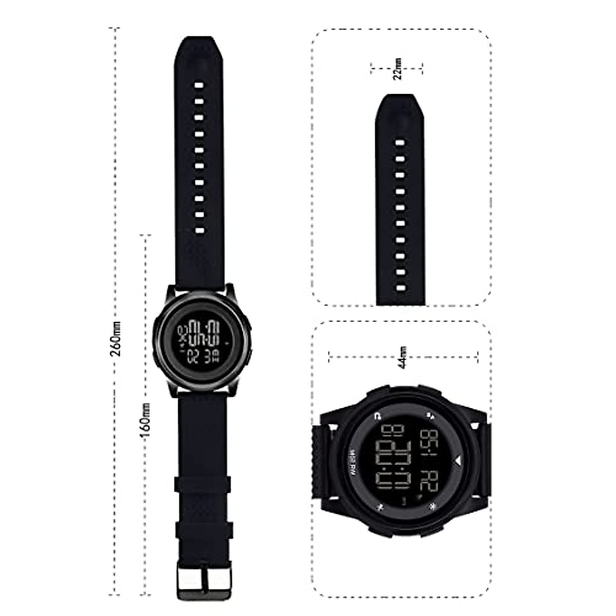 HOK Digital Sport Watch with Stopwatch Alarm Calendar, Waterproof,LED Back Light,Ultra-Thin Wrist Watch for Man and Woman