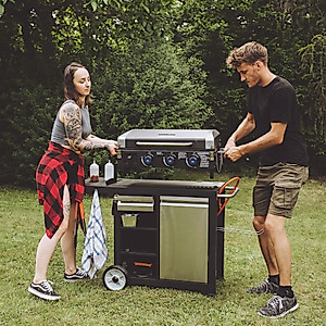 Razor Universal Rolling Prep Cart with Shelves and Storage Drawer for Portable Outdoor Griddle and Grills, Accessory Only, Black