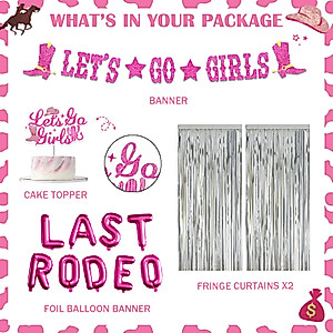 Party Inspo Last Rodeo Bachelorette Party Decorations, Cowgirl Bachelorette Party Decorations, Pink Nashville Western Lets Go Girls Bridal Shower, Fringe Curtain Balloon Banner Cake Topper