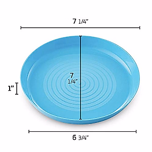 Klickpick Home Kids Plates - 12 Pcs Plate Children Plastic Plates Dishes Reusable - 6 Bright Colors Dishwasher Microwave Safe BPA Free Plate Perfect for Kid and Toddlers