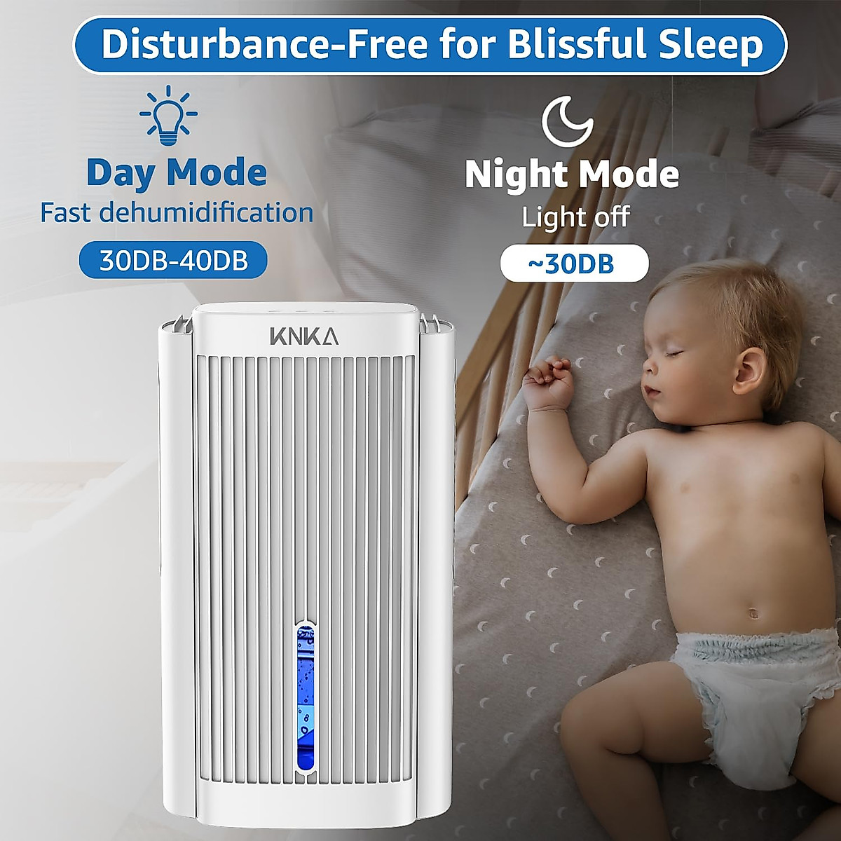 Dehumidifier,95 OZ Water Tank, 850 sq. ft, Quiet Dehumidifier for Basement, Bathroom, RV, Closet, Bedroom with Auto Shut Off, Sleep Mode,7 Colors LED Light, Dehumidifiers for Home,White