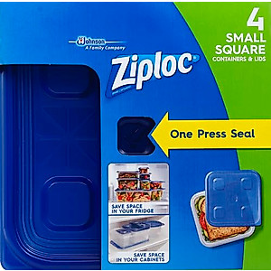 Ziploc Food Storage Meal Prep Containers Reusable for Kitchen Organization, Smart Snap Technology, Dishwasher Safe, Square, 4 Count