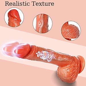 Thrusting Dildo Vibrator Sex Toys - Adult Sex Toys Realistic Dildos G Spot Anal Vibrator with 3 Thrusting & 5 Vibrating Modes & Suction Cup, Remote Control 8.6'' Dildo Vibrators for Men Women Couples