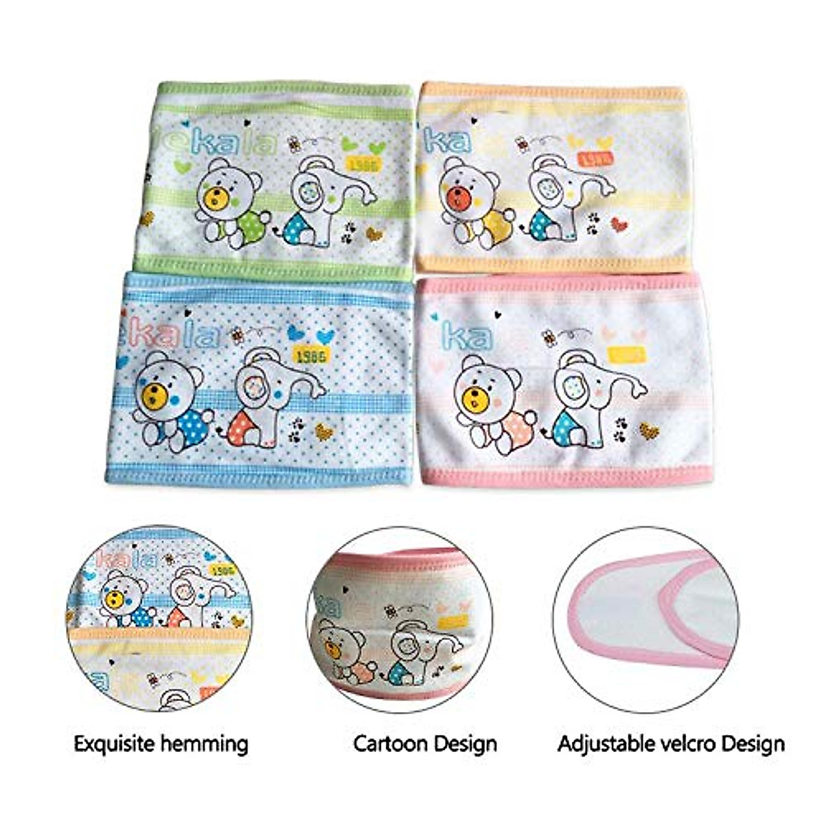 Lzttyee 4PCS Cotton Baby Infant Belly Band Cartoon Soft Umbilical Cord Navel Belt (Random Color)