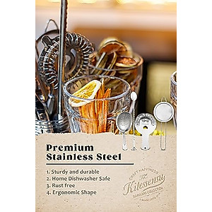 KITESSENSU Cocktail Strainer Set, 4 Pcs 18/8 Stainless Steel Bar Tools with Stirring Spoon- Hawthorne Strainer, Julep Strainer, Fine Mesh Strainer