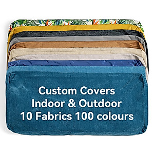 Custom Cushion Covers For Outdoor Indoor Furniture, Custom Size / Fabric / Shape For Bench / Chair Cushion Covers Replacement, Patio Cushion Slipcovers With Optional Anti-Slip bottom, Straps, Piping